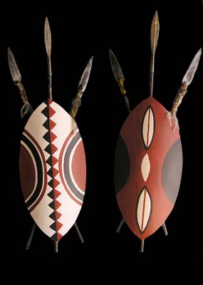 Shield African Native Masai w Spears (Shield H110cm x W60cm Spear ...